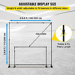 VEVOR 8 X 8 Ft Banner Stand Adjustable Height and Width Display Backdrop Lightweight Portable Trade Show Wall for Photography