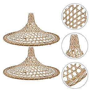 Uonlytech Floor Lamp Shade 2pcs Womens Sun Straw Hat Summer Beach Sun Hat Straw Beach Hat Womens Straw Panama Hat Straw Hat for Girl Women Rattan Lamp Shade