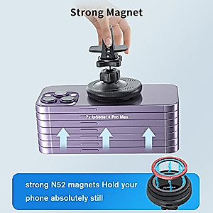 PLDHPRO Magnetic Wireless Car Charger for Magsafe Mount iPhone14/ 13/12 Pro/Pro Max/Mini, [Super Magnetic Attraction], One-Handed Rotation Fast Charging Car Air Vent Mount and Dashboard Phone Holder