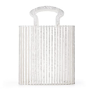 sorozien Women Acrylic Handbag Clutch Beach Bag Handmade Tote Ark Bag Top Handle Bags Fashion Party Clutch Purse (Pearlescent White)