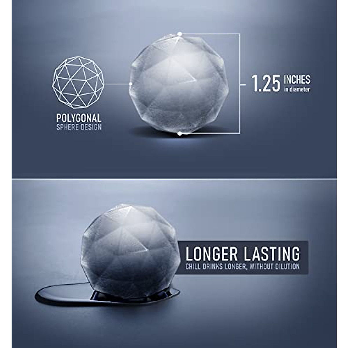 Sorbus Ice Ball Mold Maker - Round Ice Cube Tray with 3D Geometric Design - Sphere Shape Iceball Shaper for Freezer - Great for Whiskey, Bourbon, Cocktails, & Drinks (2 Pack)