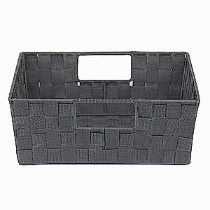 Home Basics Basket Non-Woven Strap BIN Gray LRG, Large, Grey