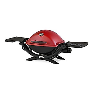 Weber Q 1200 Liquid Propane Gas Grill (Red) Starter Bundle (2 Items)