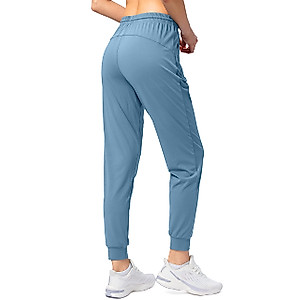 G Gradual Women's Joggers Pants with Zipper Pockets Tapered Running Sweatpants for Women Lounge, Jogging (Slate Blue, X-Large)