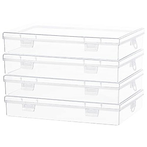 Katfort Small Storage Containers, 4 Packs Rectangular Plastic Storage Box with Lid 7.1''×4.6''×1.2'', Clear Containers for Storage, Beads, Crafts Accessories
