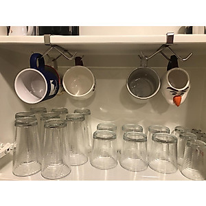 Kakuru Coffee Mug Organizer. Mug Rack Hanger, 4 Hooks Under Cabinet, 2 PCS Stainless Steel, Best Choice for Space Saving