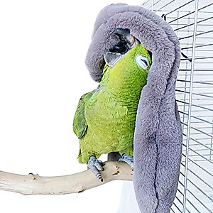 QBLEEV Cozy Corner Fleece Bird Blanket，Parrot Cage Snuggle Hut Cuddle Nest Hanging Toy，Small Animals Shelter Covers Plush Bedding for Parakeet Cockatiel Lovebirds Pigeon Eclectus