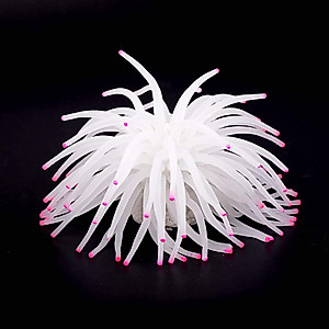 Mallofusa Artificial Aquarium Fish Tank Decoration Silicone Sea Anemone Artificial Fish Tank Ornament Decoration (White)