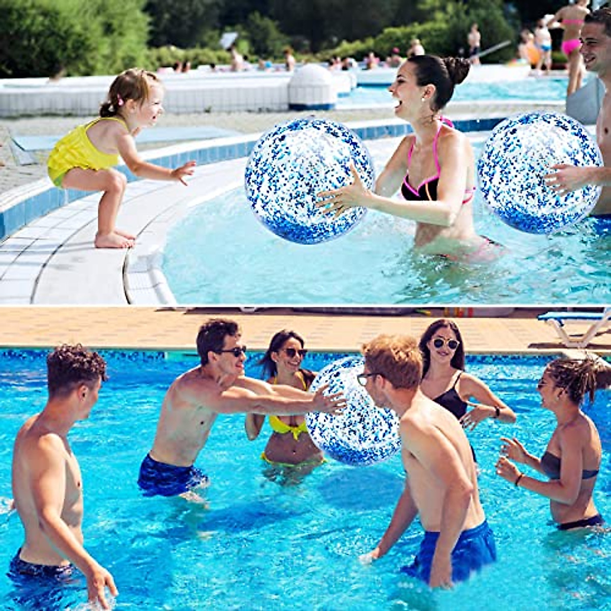 TURNMEON 5 Pack Sequins Beach Ball Jumbo Pool Toys Balls Giant Confetti Glitters Inflatable Clear Beach Ball Swimming Pool Water Beach Toys Outdoor Summer Party Favors for Kids Adults