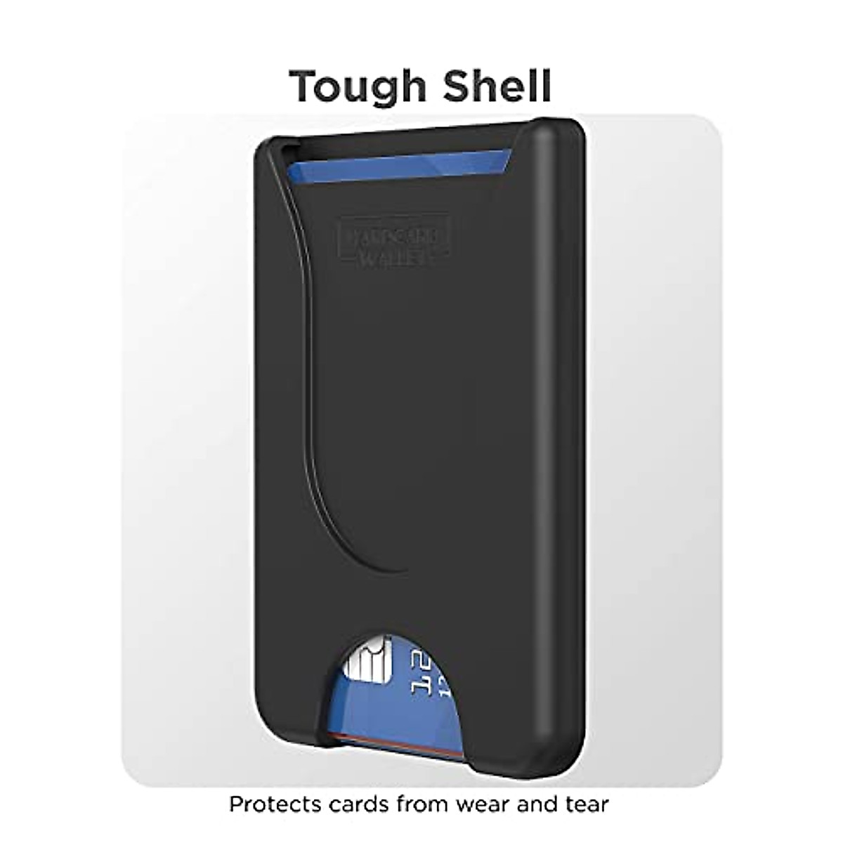 Encased Cell Phone Wallet, 4 Card System (Compatible with Circular Grip) Securely Holds IDs Business and Credit Cards - HardCard Reusable Adhesive Stick On Holder (Matte Black)