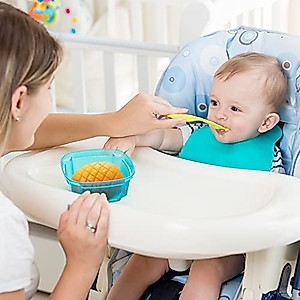 Hotop 30 Pieces Baby Food Storage Freezer Containers, 6.8 oz Plastic Baby Food Jars with Leakproof Lids, Small Baby Blocks Snack Containers and White Sticker Label for Infant Babies, 3 Colors