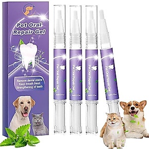 Pet Oral Repair Gel, Pet Oral Restoration Whitening Gel, Pet Breath Freshener Gel Care Cleaner, Eliminate Bad Breath, Targets Tartar, Teeth Whitening, Keep Your Pet Oral Healthy (4 pcs)