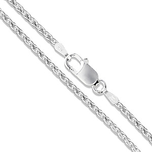 Sterling Silver Diamond-Cut Wheat Chain 1.5mm Solid 925 New Spiga Necklace 18"