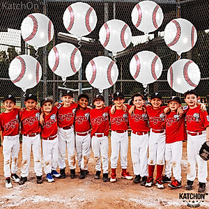 KatchOn, Big 10 Pieces Baseball Balloons - 18 Inch, Baseball Party Decorations | Softball Balloons, Baseball Birthday Decorations | Baseball Birthday Party Supplies | Baseball Decorations for Party
