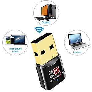 USB WiFi Adapter for PC,600Mbps Dual Band WiFi USB 802.11AC WiFi Adapter for PC Desktop Laptop,2.4GHz,5GHz USB WiFi Dongle Wireless Network Card Adapter Support Windows10/8/7/XP,Mac OS 10.9-10.15