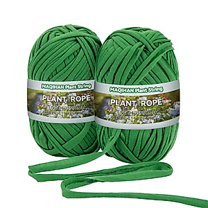 MAQIHAN 2 Pack Garden String - Plant Ties,Garden Twine,Gardening Tape,Tree Support, Stretchy Ttrap for Plants,Trees,Flowers,Green Soft Plant Ties for All Plants All Gardeners(35M/Roll,115FT)