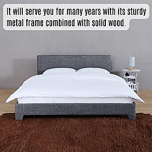 DECOMIL Queen Bed Frame with Headboard | Upholstered Platform Bed Frame, Sturdy Wooden Slats & Metal Frame | Queen Size