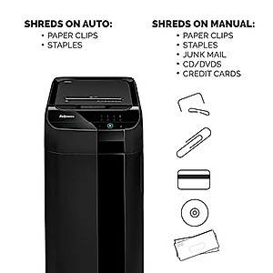 Fellowes AutoMax 350C Cross-Cut Commercial Office Auto Feed 2-in-1 Paper Shredder with 350 Sheet Capacity (4694001)