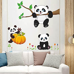 Amaonm Removable Cartoon Smile Panda Wall Decal Kids Room Wall Stickers 3D Peel Stick DIY Nursery Art Decor Baby Sticker Girls Living Room Classroom Kindergarten Bathroom Bedroom Decoration