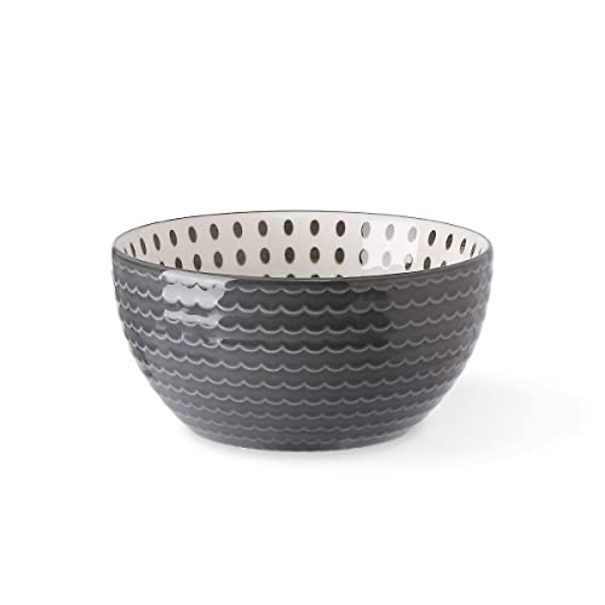 Signature Housewares Pad Print Set of 4 Assorted Bowls 6", 28oz, PP Gray