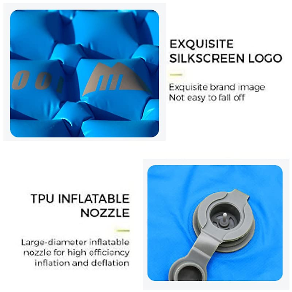 MasterTool Ultralight Double Sleeping Pad for Camping, Portable Waterproof Camping Pad, Inflatable Comfort Camping Mattress 2 Person, Ripstop Sleeping mat for Backpacking (Blue)