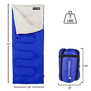 Sleeping Bag - 3 Season Warm and Cool Weather Sleeping Bags for Adults, Teens, and Kids - Lightweight Compact Spring Summer Fall Camping Sleeping Bag - Camping Essentials by Wakeman (Blue)