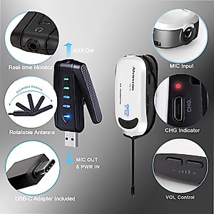 Alvoxcon Wireless Lapel Microphone for Computer, USB lavalier Mic System for MacBook, Android, PC, Laptop, Speaker, Zoom Meeting, Teacher Podcasting, Vlog, YouTube, Conference, Vocal Recording,