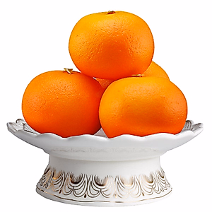 HOULU 7 Inch White Ceramic Buddhist Fruit Plate, Buddhist Supplies Offering Plate, Temple Tray, Fruit Bowl