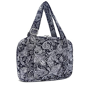 Lost Deer Bible Covers Adjustable Shoulder Straps Scripture Book Case Bags for Women, Black Floral Quilted Cotton Cloth Bible Case Extra Large 11.3x8.3x2.7 Inches