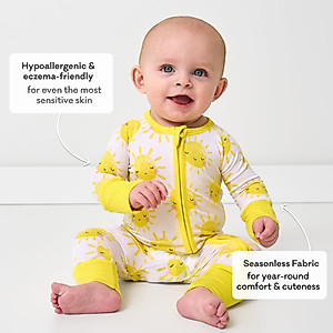 Little Sleepies Baby Pajama Unisex, Bamboo Viscose Zippy PJs, Sunshine, 3-6M