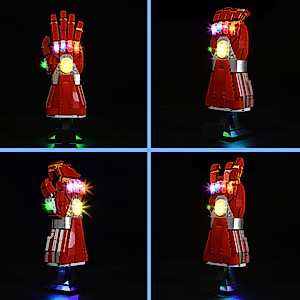 VONADO Led Light Kit for Lego Nano Gauntlet 76223, Remote Control Building Lighting Compatible with Iron-Man Gauntlet Bricks Toy (No Model), Creative DIY Light Kit