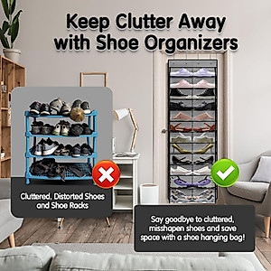 Kotkn Over the Door Hanging Shoe Organizer, 12 Slotted Clear Large Pockets, Hanging Hanging Shoe Organizer, Reusable - Shoe Organizer. Shoe organizer shoe rack for adults, children, babies (Gray)