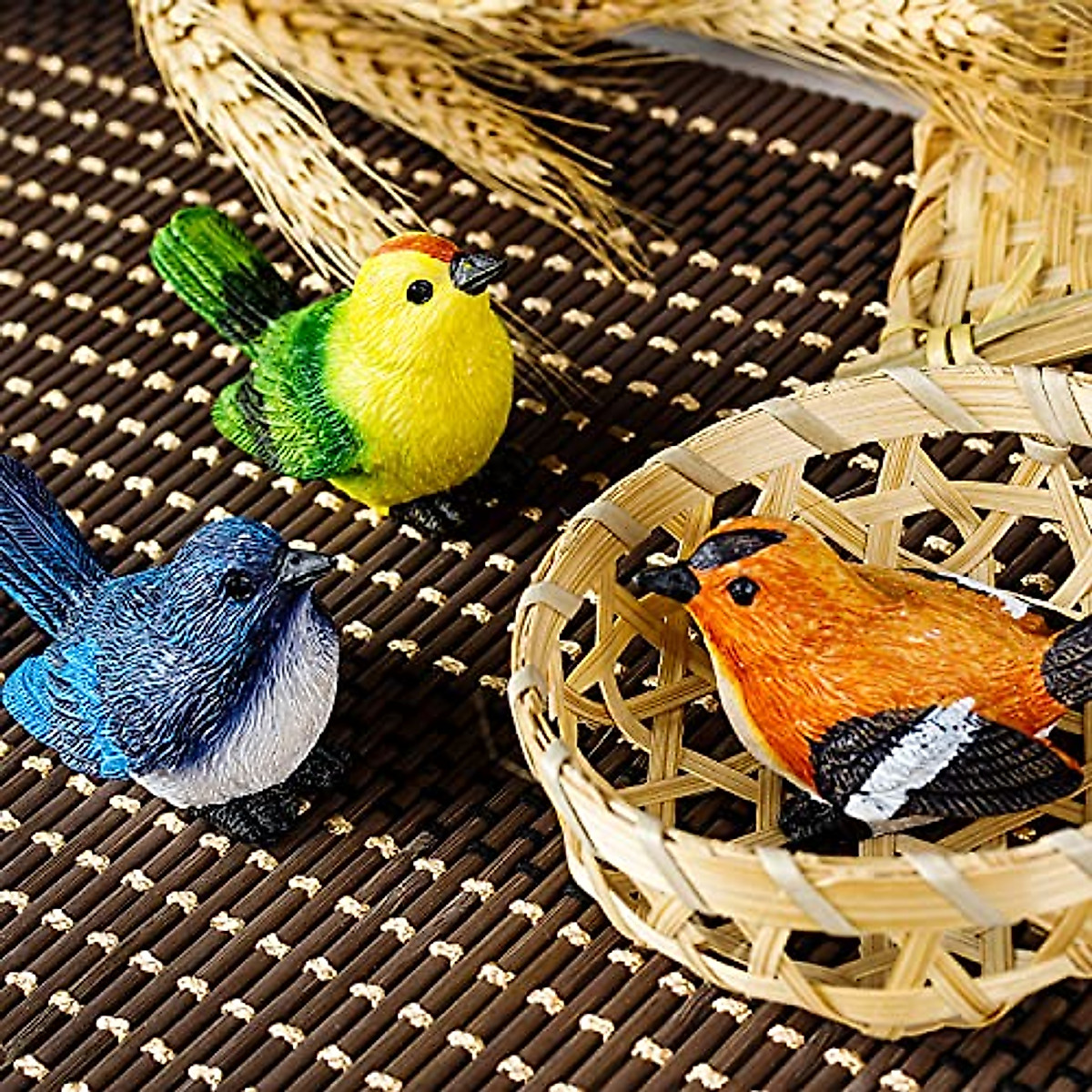 3 Pcs Miniature Bird Decorative Figurines,Fairy Garden Accessories for Micro Landscape,Mini Garden Resin Bird Decoration Ornaments,Figurine Cake Topper Dollhouse Min