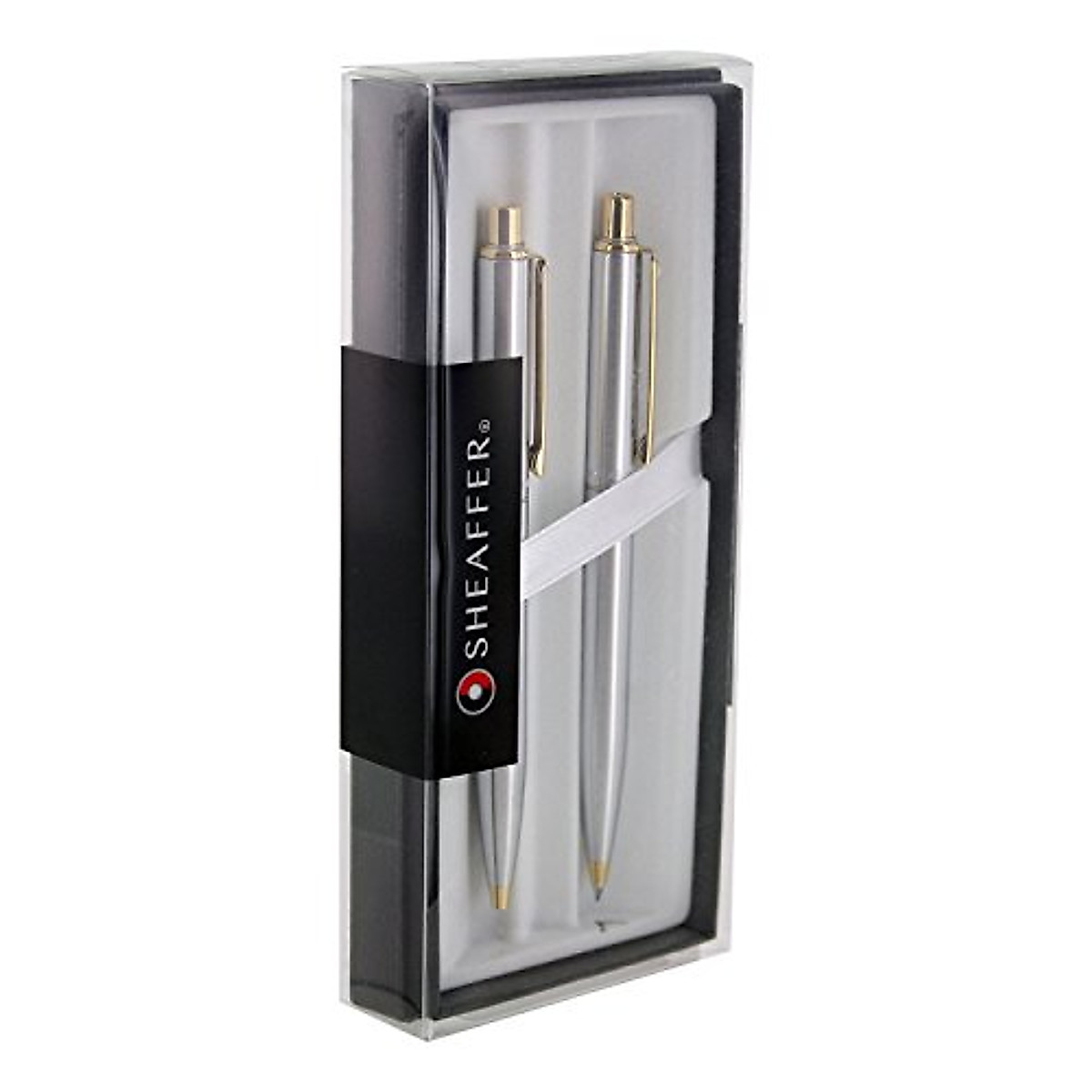 Sheaffer Sentinel, Brushed Chrome Cap & Barrel, Gold Plate Trim, Ball Point Pen & 0.7mm Pencil Set (E932551DC)