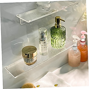 Garneck Acrylic Storage Rack Adhesive Shelf Clear Shelf Plant Wall Shelf Plant Pots Shelf Invisible Ledge Shelf Shower Floating Shelves Wall Mounted Phone Holder Clear Stand Transparent