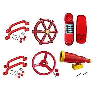 MERIGLARE Playground Equipment Outdoor Playset Steering Wheel Easy to Install Toy Phone Pirate Ship Parts Swingset Attachments for Backyard Kids Gifts