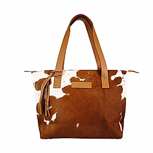 bonanza leathers cowhide leather large shoulder women's handbag with zipper closure H505B (Black)