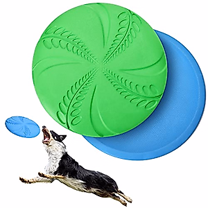 Nobleza 2 Pack Dog Flying Disc, Flexible Floatable Dog Disc Toy for Long-Distance Flies and Floats, Lightweight Soft Flying Discs Toy for Small Medium Large Dogs to Fetch & Catch, Blue & Green