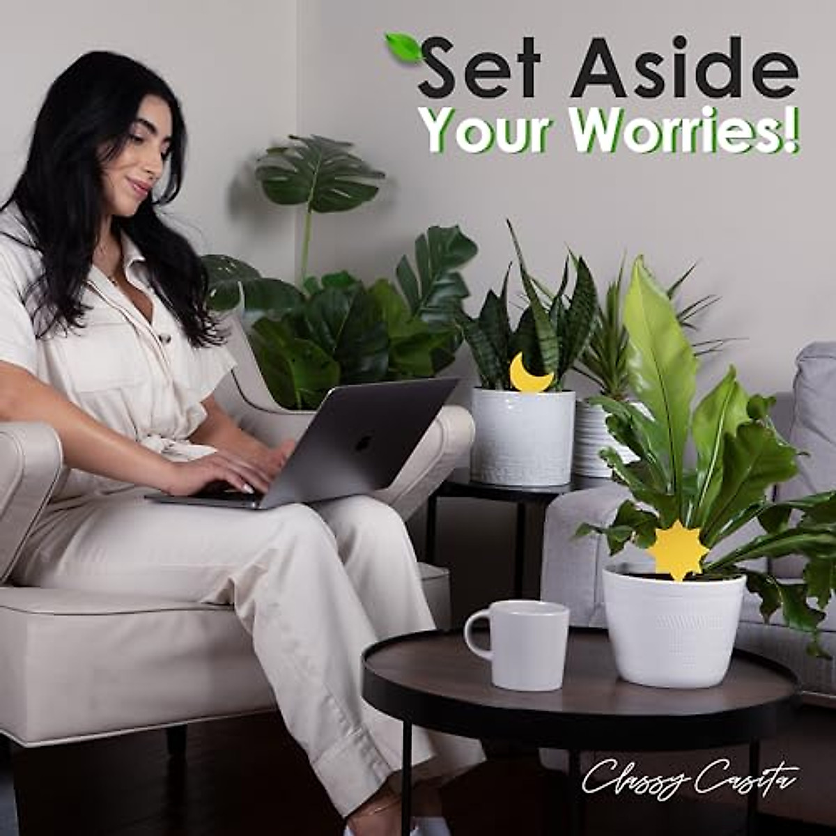 Classy Casita Yellow Sticky Traps - Fungus Gnat Trap, Houseplant Fly Control, Indoor and Outdoor Plant Insect Stakes, Potted Plants Mosquito Pest Bugs Catcher, Gifts for Plant Lovers - 24-Pack