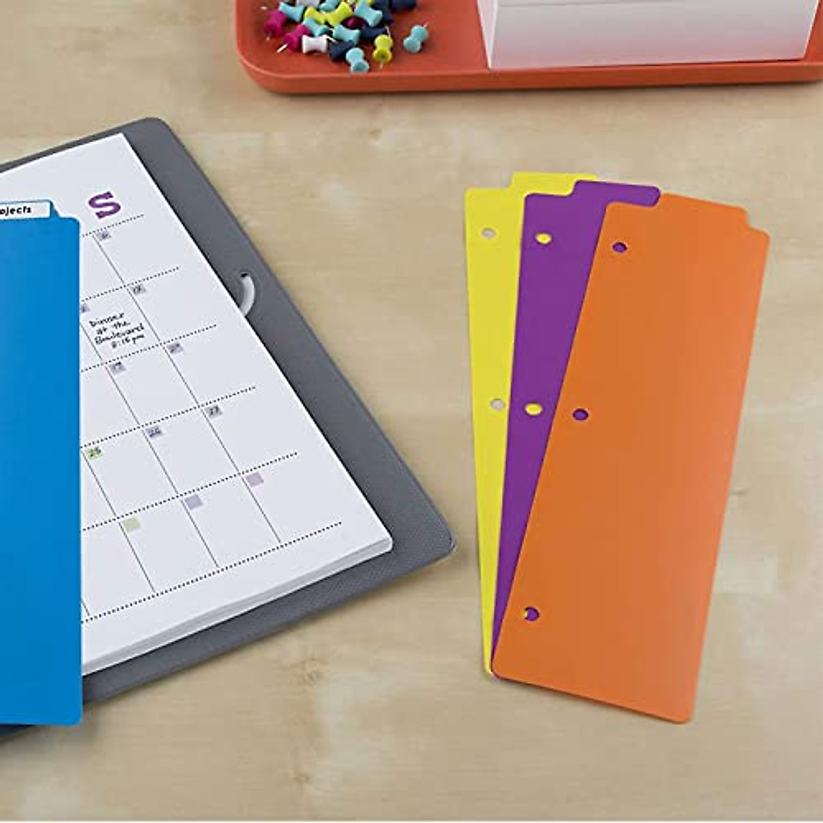 Khakho 10Pcs 3-Ring Binder Plastic Clapboard, Snap-in Bookmarks, Repositionable Document Tabs for Pages or Bookmarks, Reading Notes, Sorting Documents Signs (10)
