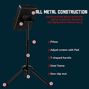 BARBALL Tattoo Armrest Stand Foldable 360° Fully Adjustable Portable Tripod Tattoo Arm Holder Leg Rest Soft Sponge Pad
