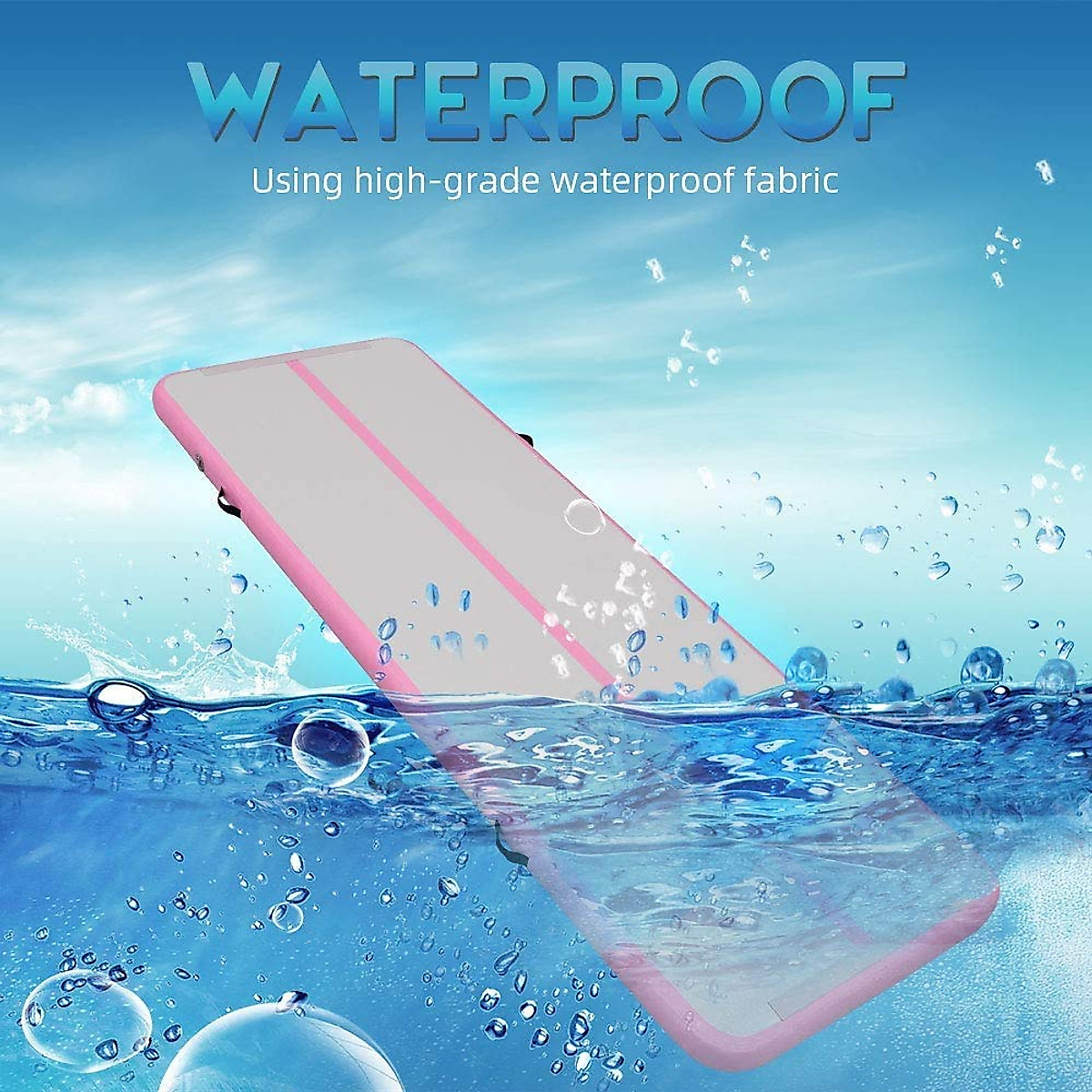 Air Mat Tumble Track Gymnastics Tumbling Mat Inflatable Gym Mats with Electric Air Pump (Pink)