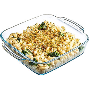 Simax Glass Roaster Dish, Large Square Roaster Pan For Baking And Cooking, Oven and Dishwasher Safe Cookware, 1.5 Quart Casserole Oven Pan