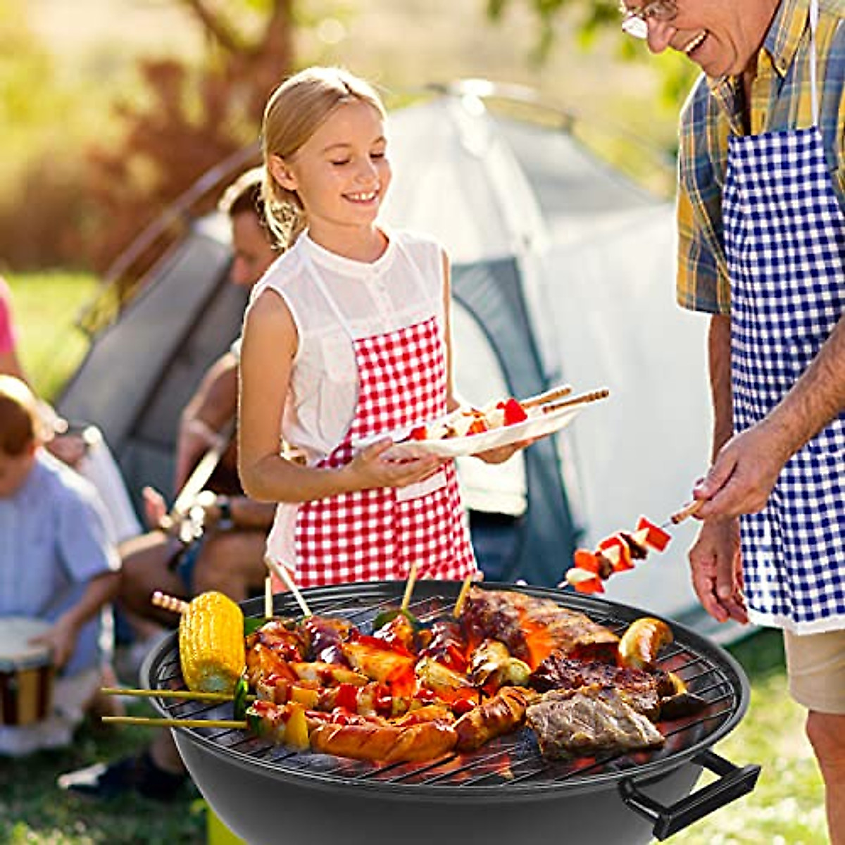 Ainfox Portable Charcoal Grill for Outdoor 18.5 inch BBQ Grill, Kettle Charcoal Grill with Plated Chrome Grates, for Outdoor Cooking, Patio, Backyard, Outdoor Cooking, Picnic