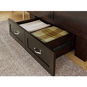 AFI, Monroe Murphy Bed Chest with 6 inch Memory Foam Folding Matttress, Built-in Charging Station and Storage Drawer, Full, Espresso