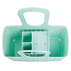iDesign Plastic Divided Shower Caddy Tote, College Essential for Dorm Room, Communal and Shared Bathroom, The Orbz Collection - 11.75" x 6" x 12", Mint Green