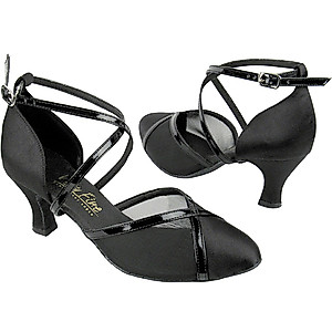 Women's Ballroom Dance Shoes Tango Wedding Salsa Dance Shoes Black Satin & Black Mesh 9622EB Comfortable - Very Fine 2.5" Heel 7.5 M US [Bundle of 5]