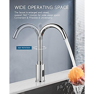 Touchless Bathroom Faucet 3 or 1 Hole, Motion Sensor Sink Faucets Hospital Hands Free Water Faucet with Temperature Mixer, Automatic Faucet Commercial Vanity Faucet Banhao