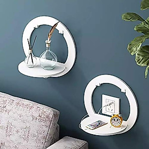 WYKDD Wall Shelf Free Punching Wall-Mounted TV Background Wall Hanger Bedroom Balcony Bedside Wall Creative Flower Pot Stand (Color : Black)