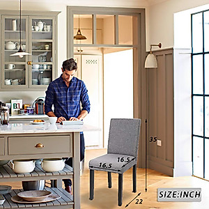 FDW Dining Chairs Set of 4,Dining Room Chairs Kitchen Chairs Elegant Design Modern Fabric Upholstered Dining Chairs,Fabric Grey